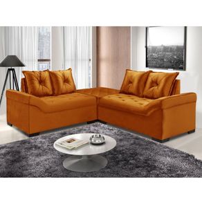 Sofá de Canto Com Puff Tecido Inca Cobre Itália Design Estofado | Lojas ...